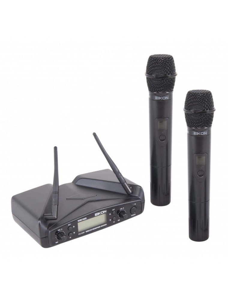 PROEL WM700DM DUAL CHANNEL PLL UHF WIRELESS HANDHELD MICROPHONE SYSTEM